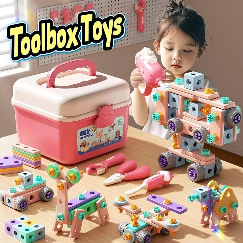 DIY 3D Drill Tool Kit Toolbox Toy with Electric Drill Pretend Play Toy Educational Toy For Kids ...