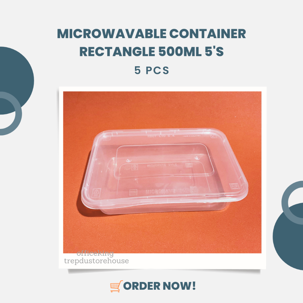 Microwavable Food Container Rectangle 500ml 5pcs | Shopee Philippines