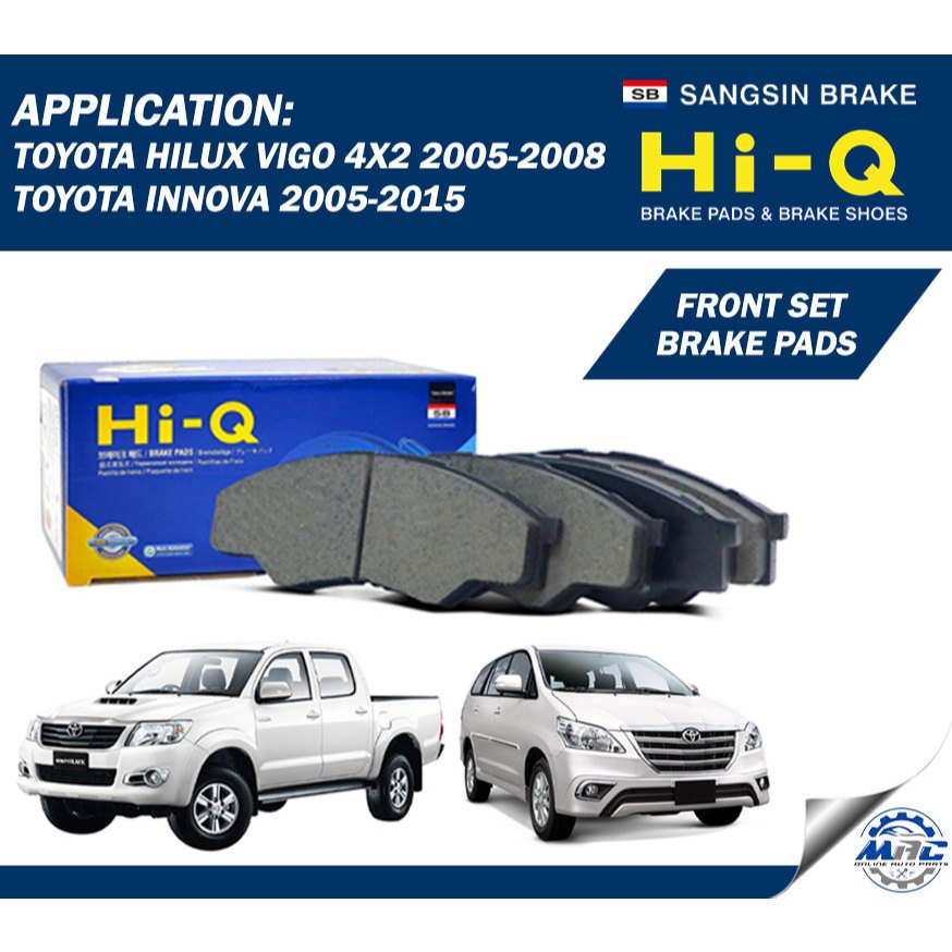 Hi-Q Front Brake Pads SP1276 Toyota Hilux Vigo 4x2 2005-2008 , Toyota ...