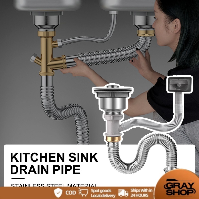 Stainless steel basin bent pipe flexible hose metal pipe drain pipe ...