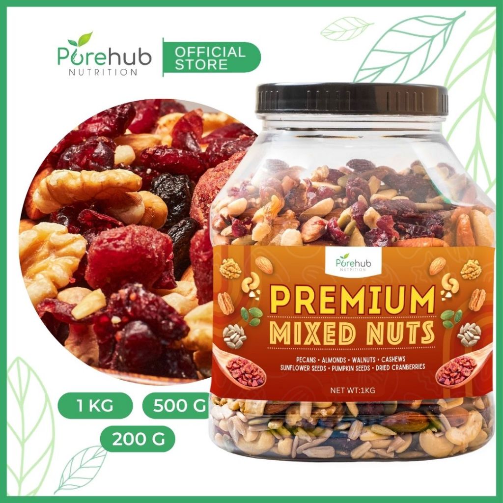 Purehub® Premium Mixednuts in a Jar (Nuts,Seeds and Berries) | Shopee ...