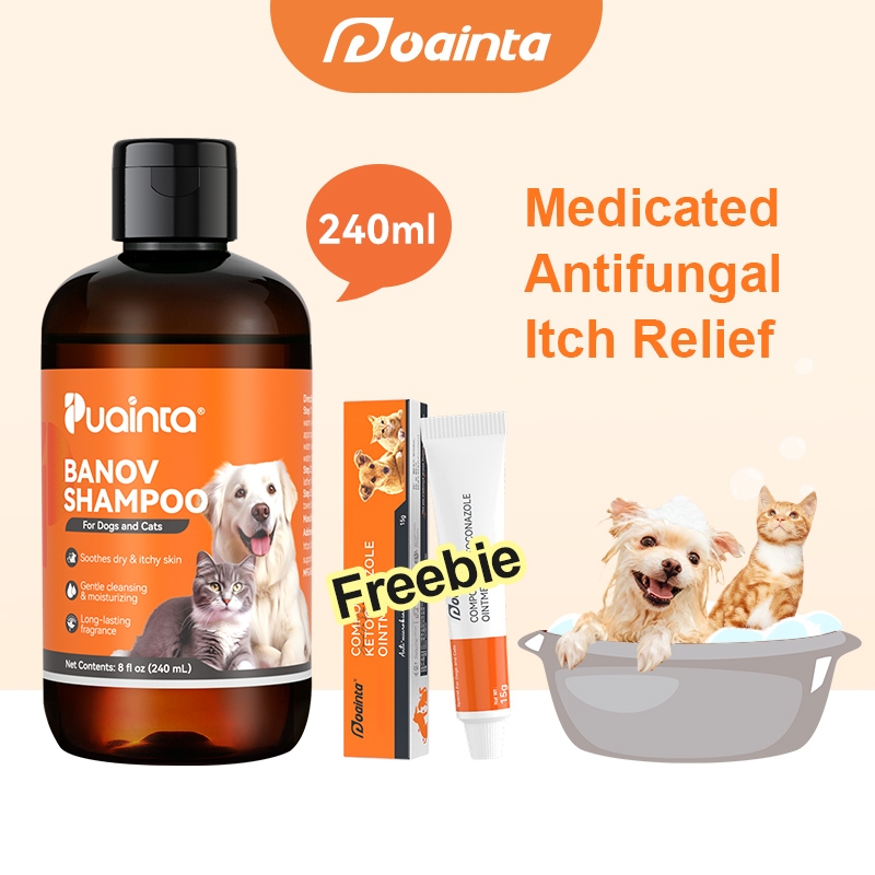 PUAINTA Anti Fungal Shampoo for Dog and Cat Skin Desease Anti Tick and ...
