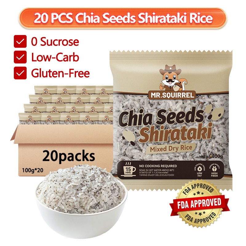 Mr.Squirrel 20PCS 100g Chia Seeds Shirataki Rice Original Shiritake ...