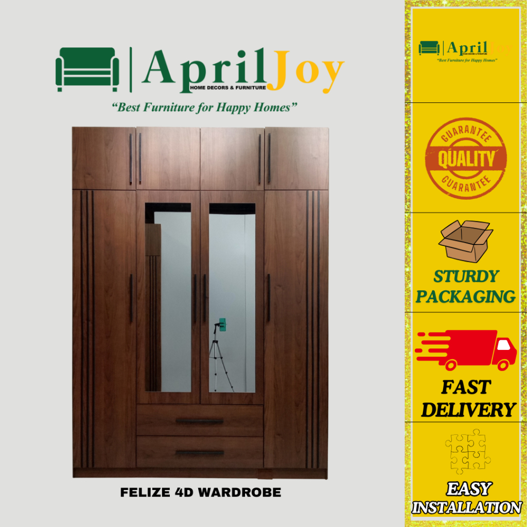 WARDROBE ( FELIZ 4 DOORS WARDROBE ) | Shopee Philippines