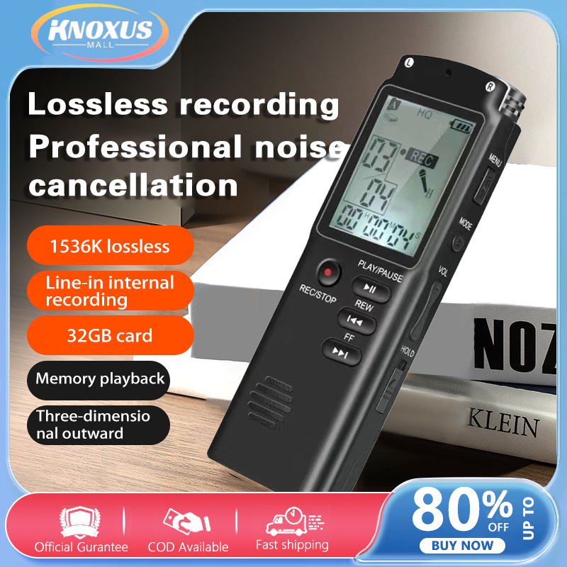 Voice Recorder 32GB High Fidelity LCD Time Display Digital Sound ...