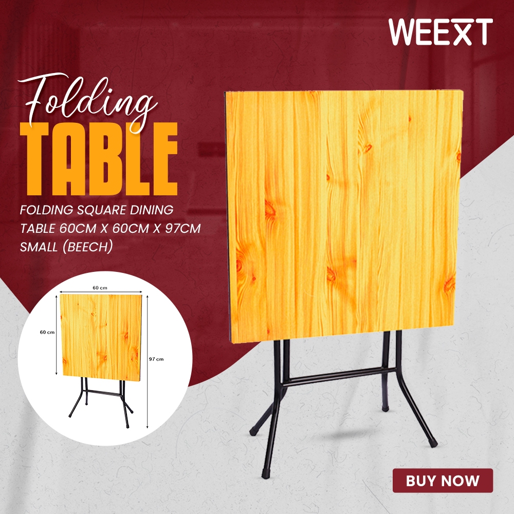 WEEXT Folding Square Dining Table 60cm x 60cm x 97cm Small | Shopee ...