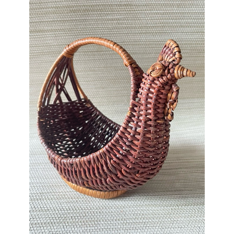 Vintage Wicker Rattan Woven Chicken Rooster Basket | Shopee Philippines