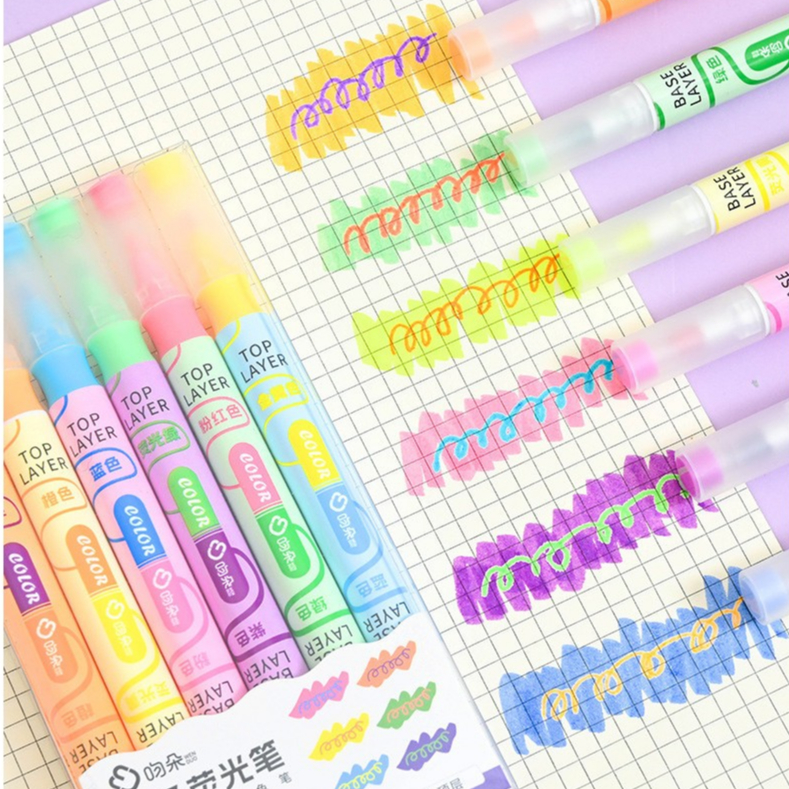 highlighter 6 Creative double-head stacking fluorescent pen diy ...