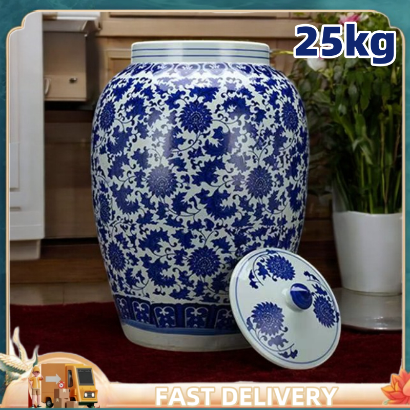 Ceramic rice storage container clay pot sealed jar with lid rice box ...