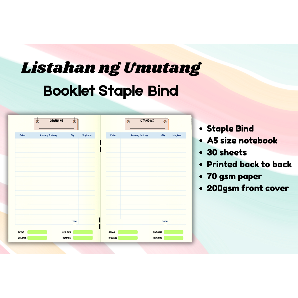 Listahan ng mga UMUTANG Record Book perfect for SARI SARI STORE ...