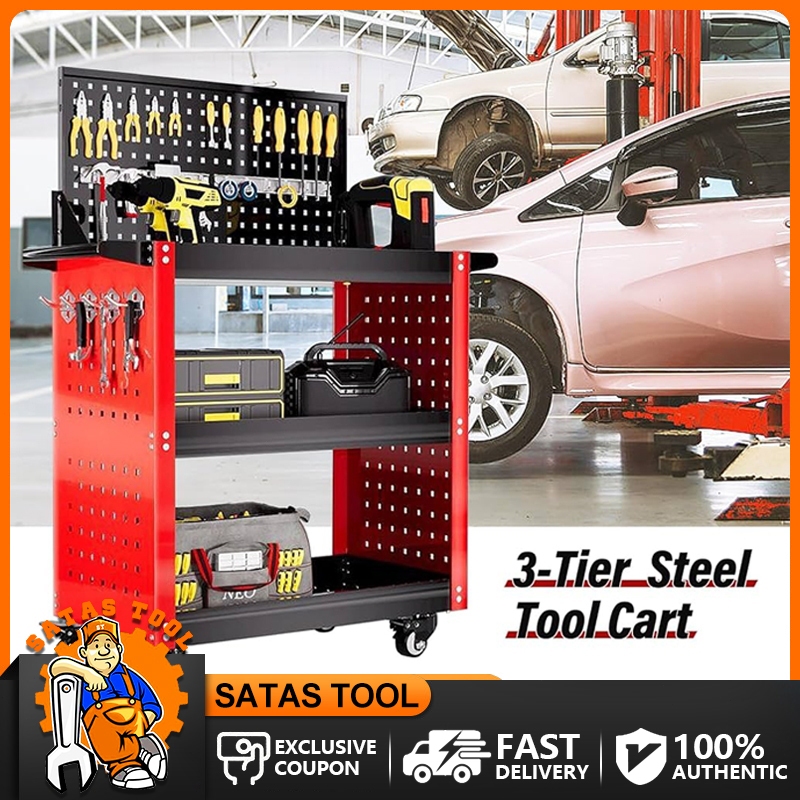 3 Leyer Tool Cart Trolley Heavy Duty MechanicalWorkshop Tool Trolley Toolbox Cabinet Organize ...