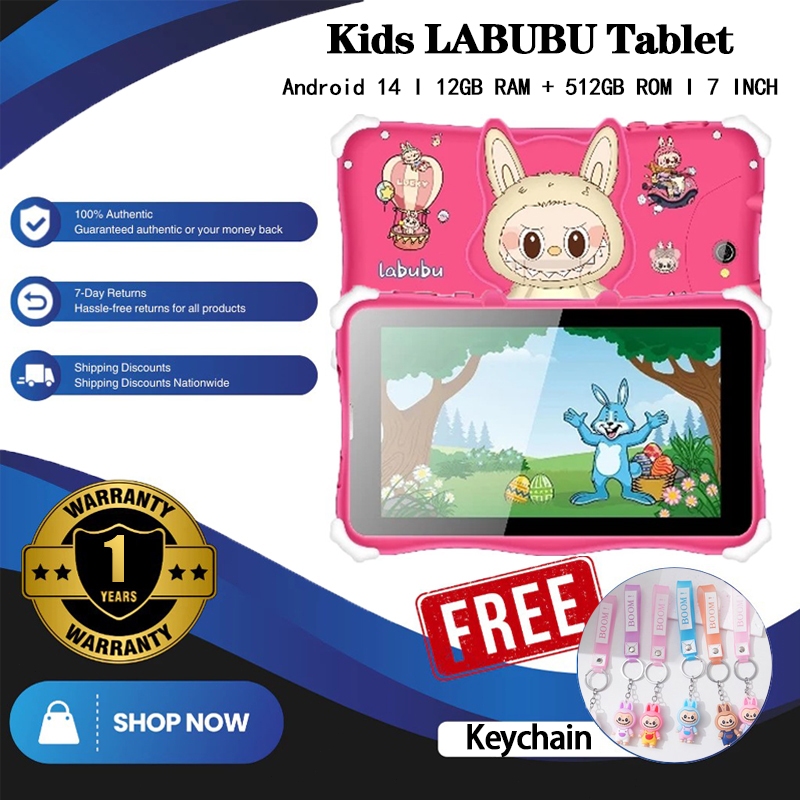 LABUBU Tablet For Kids Brand New 7 Inch 12+512GB Kids Tablet With WIFI ...