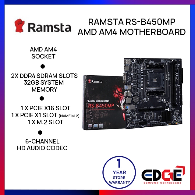 EDGE | RAMSTA RS-B450MP AMD AM4 Motherboard | Shopee Philippines