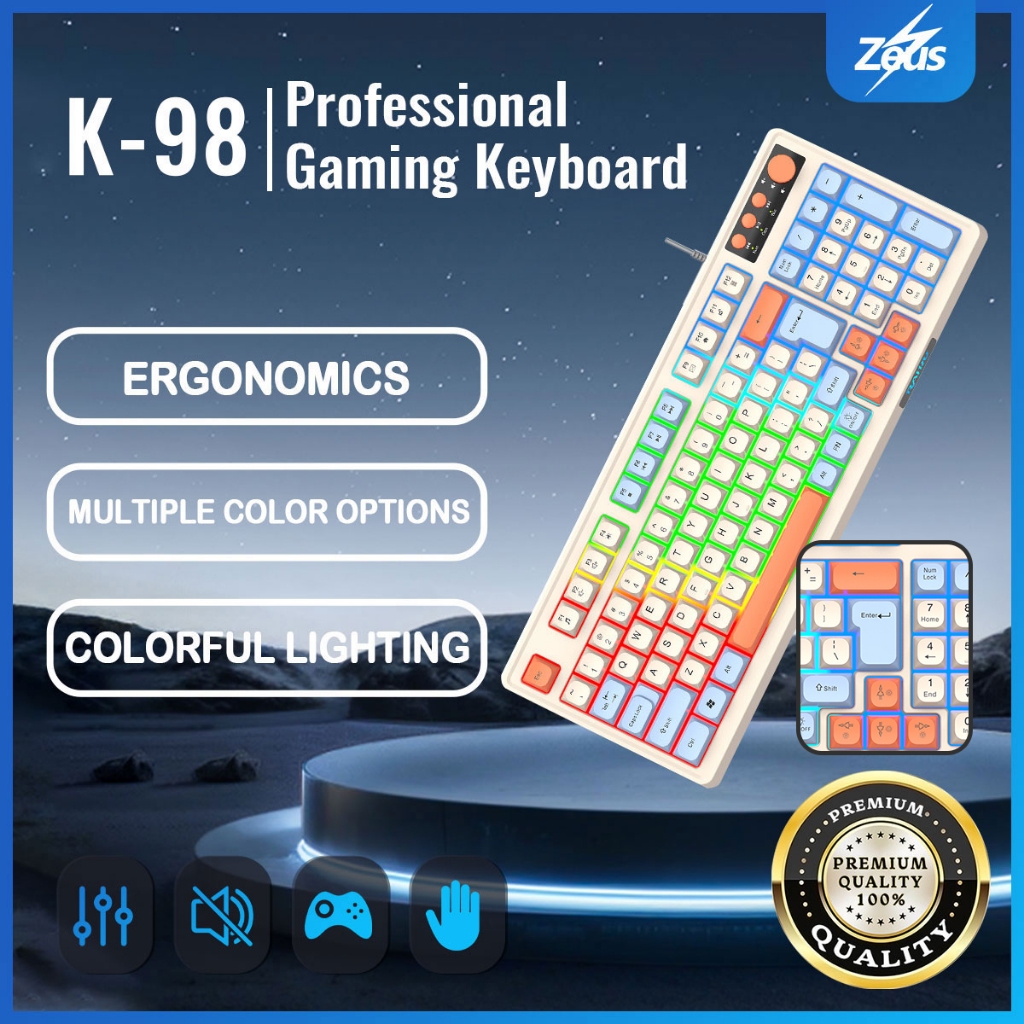 Zeus® x Raiku K98 98-key wired LED gaming mouse and keyboard set with ...