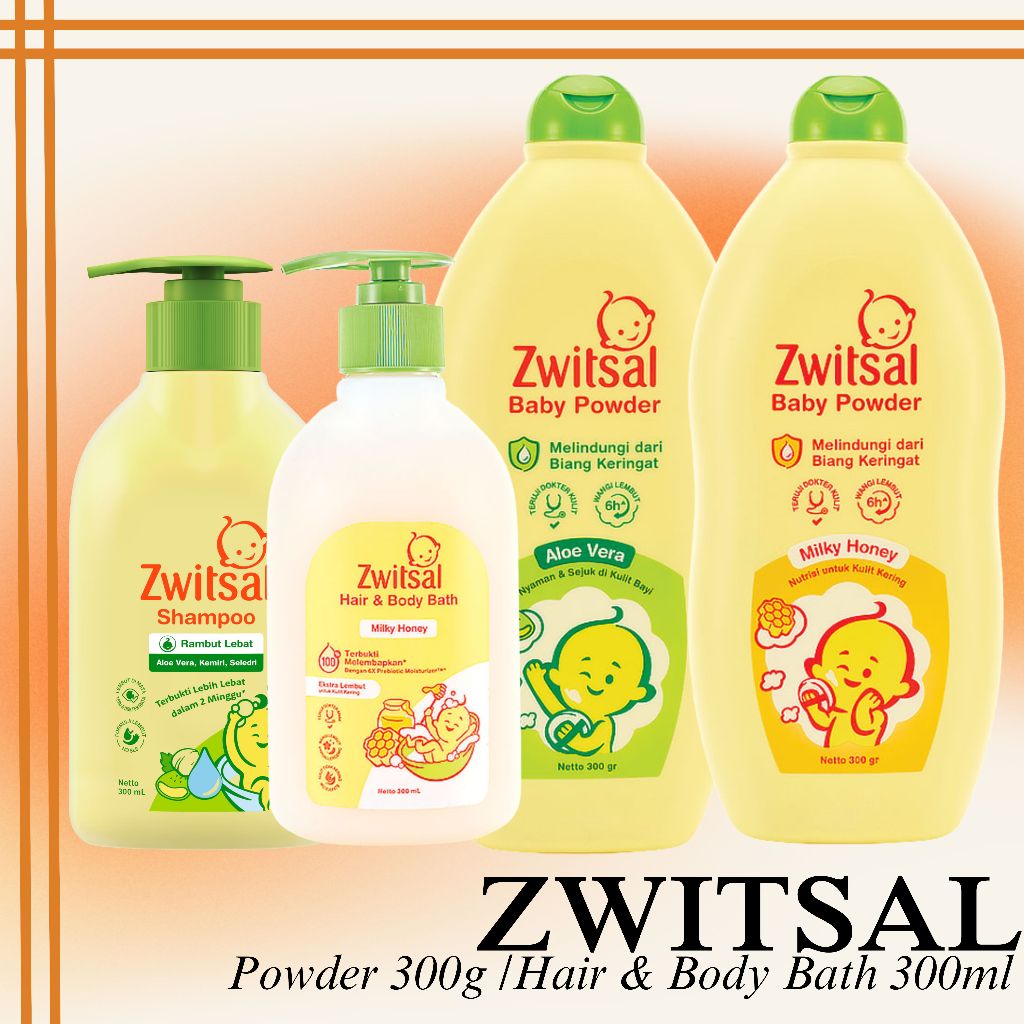 Zwitsal Baby Powder 200g Hair and Body Bath and Shampoo 200ml Milky ...