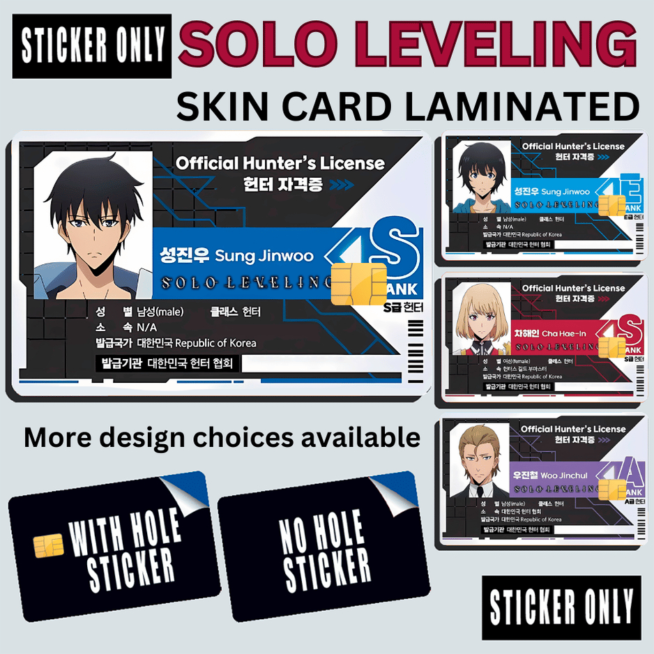 SOLO LEVELING HERO LICENSE - STICKER SKIN CARD FOR ATM, CREDIT, DEBIT ...