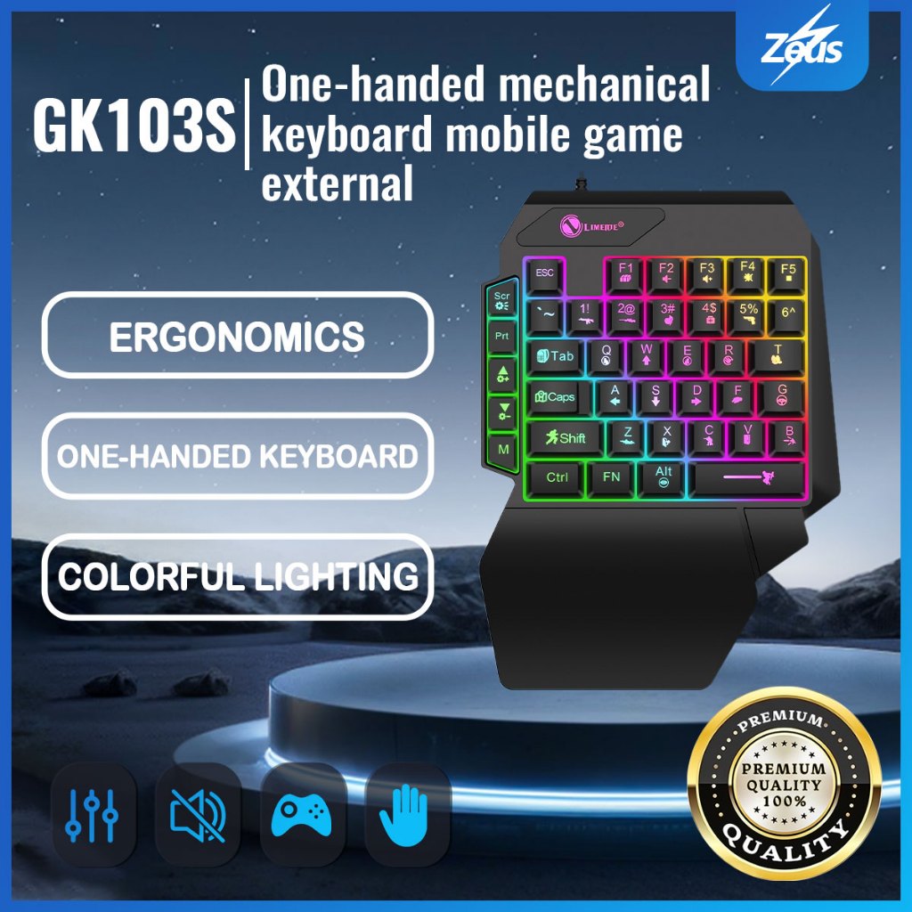 Zeus® X Limeide GK-103S 40-key gaming peripheral one-handed keyboard with LED backlight | Shopee ...