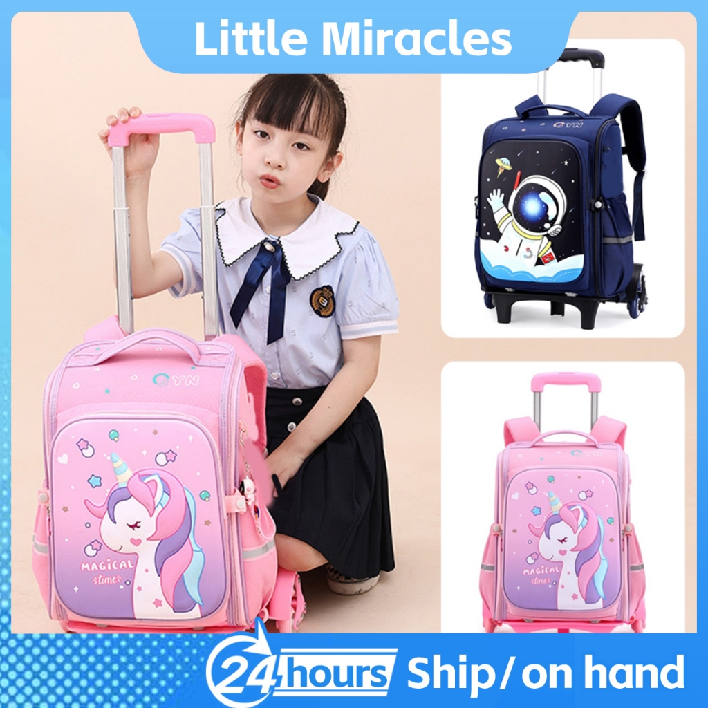 Elementary School Bag For Kids Trolley Backpack With Wheels For Kids ...