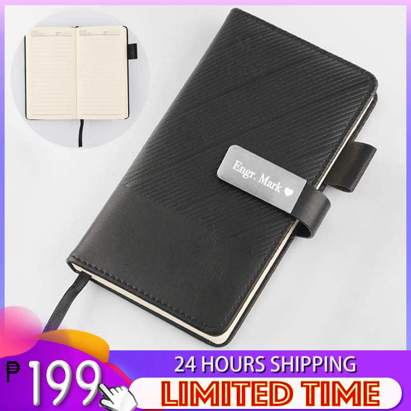 Personalized Name Leather Notebook Magnetic Side Pocket and Pen Holder ...