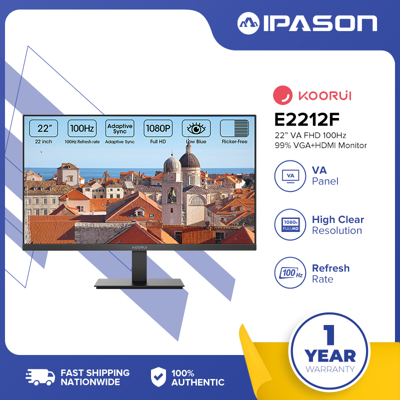 IPASON | KOORUI E2212F (Powered By Hkc) Monitor 21.45 Inch Office Monitor VA Panel FHD 100HZ ...