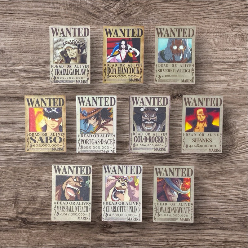 10pcs One Piece Wanted Poster Sticker Set B | Waterproof Vinyl Sticker ...