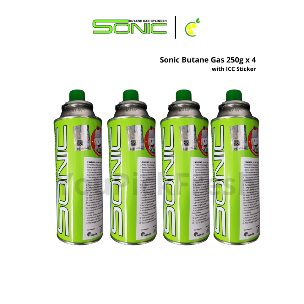 Sonic Butane Gas 250g × 4 Cannister Pack | Shopee Philippines