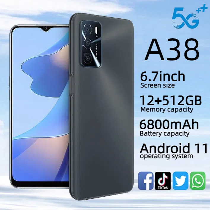 Smartphone A38 6.7 inch 12GB+512GB Memory 5G Support 2 SIM Cards ...