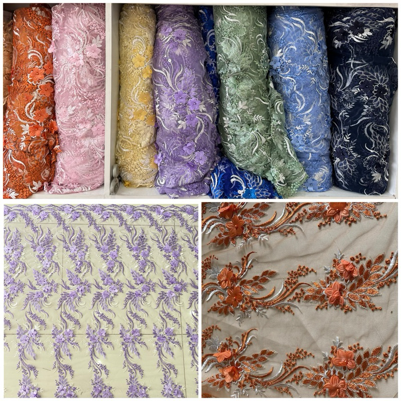 3D Lace Patching for Gown Dress Bolero (per yard) | Shopee Philippines