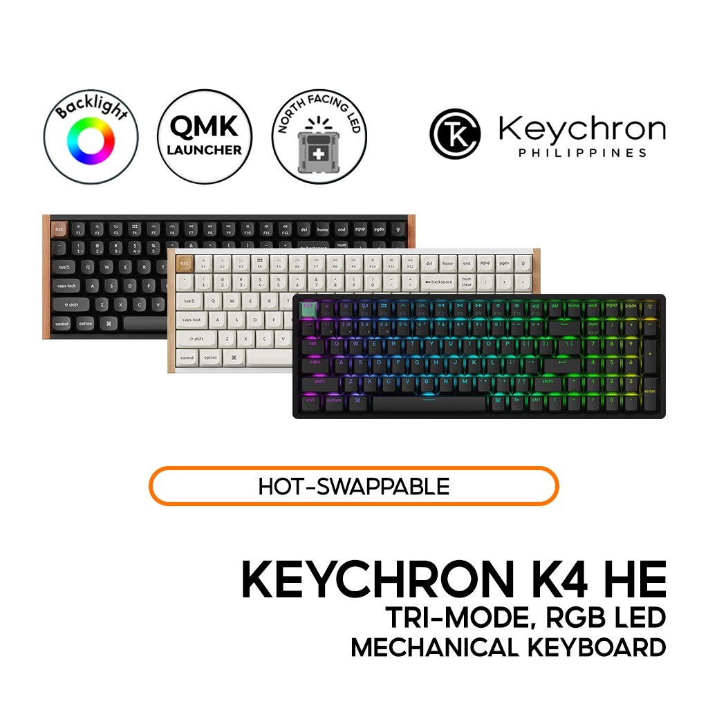 Keychron K4 HE Magnetic Keyboard, 96%, Tri-mode, RGB LED, QMK/Launcher ...