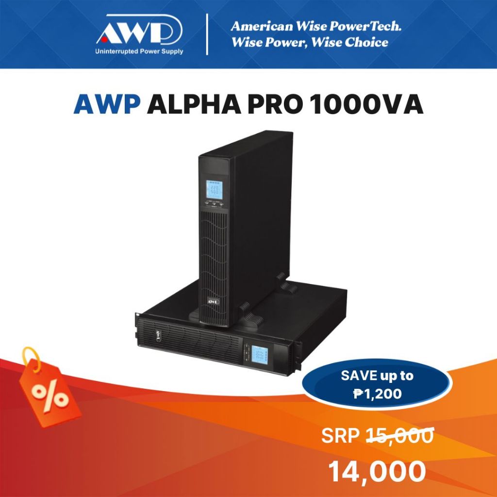AWP Alpha Pro APO1000RT, 1000VA/900W On-line Double Conversion | Shopee ...