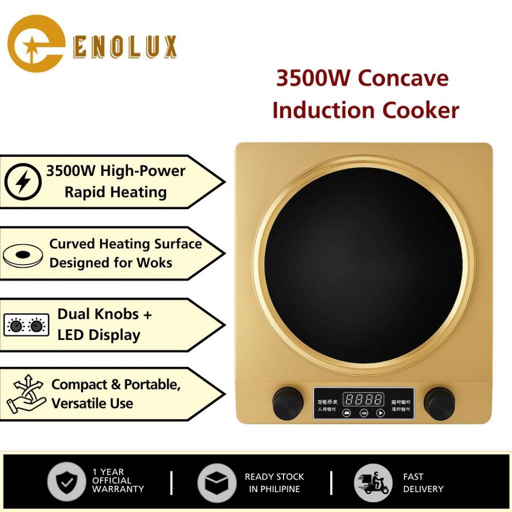 ENOLUX Concave Induction Cooker – 3500W High-Power Wok Stove with LED ...