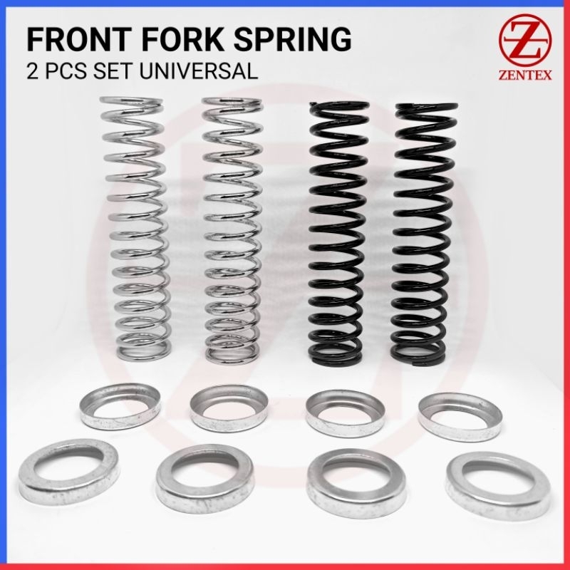 FRONT FORK SPRING 2PCS SET UNIVERSAL BLACK SILVER (150MM / 200MM ...