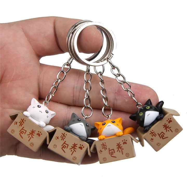 Cute cat resin simulation cat keychain pendant jewelry accessories PVC ...