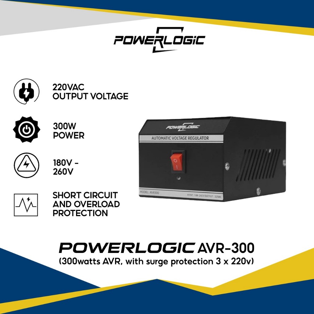 Powerlogic AVR-300 ( 300watts AVR, with surge protection 3 x 220v ...