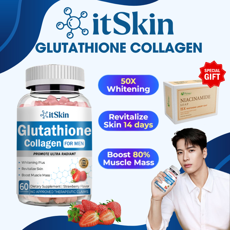 Itskin Collagen Glutathione Gummies For Men Bright Skin Anti Aging ...
