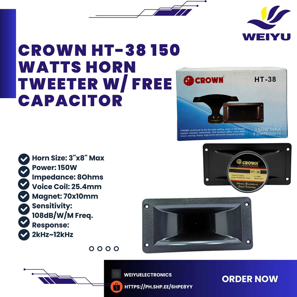 Crown HT-38 150 watts Horn Tweeter w/ Free Capacitor | Shopee Philippines
