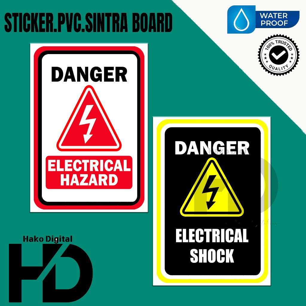 Hako Digital Danger Electrical Hazard Warning Sign PVC Sticker | Shopee ...