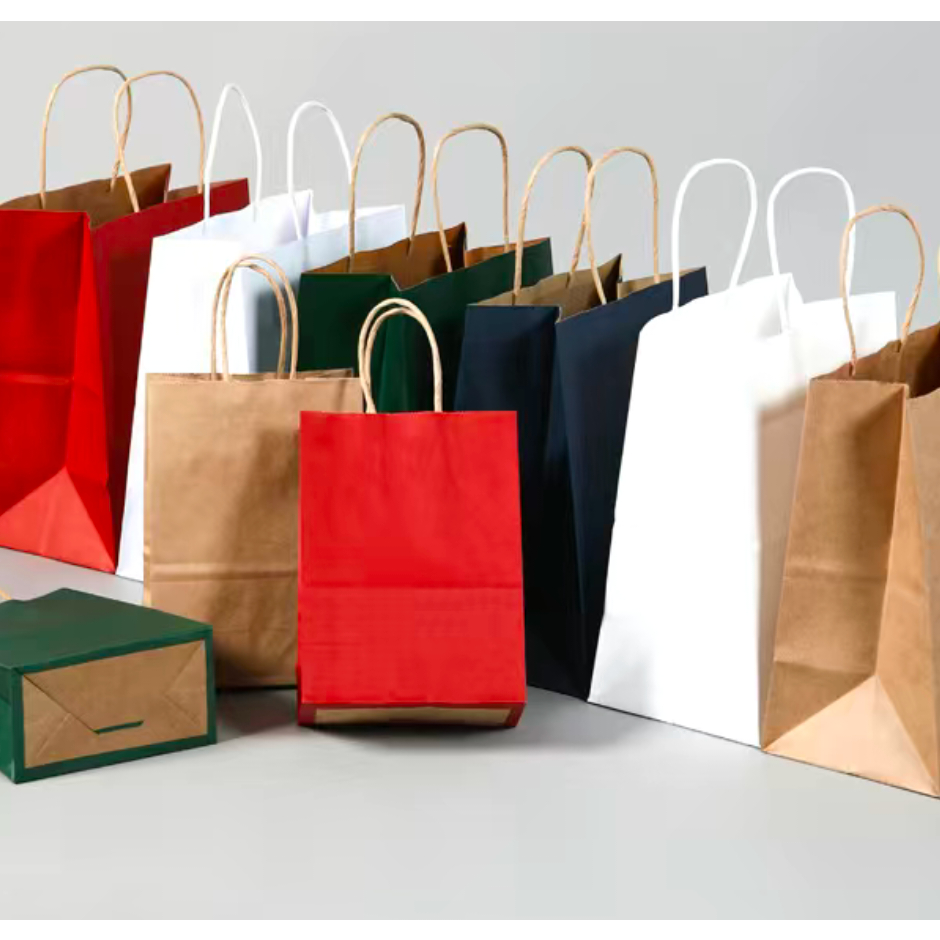 1pcs Paper Gift Bag with Handle Gift Package Bags Twisted Handle Paper ...