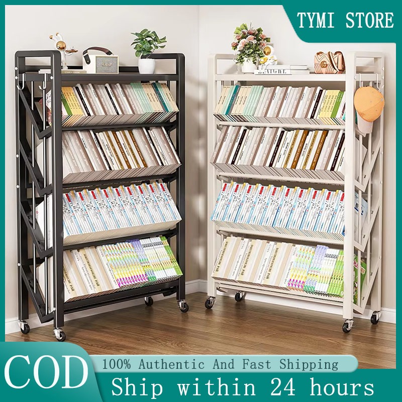 Mobile Bookshelf Multifunctional Book Trolley Movable Metal Bookshelf ...