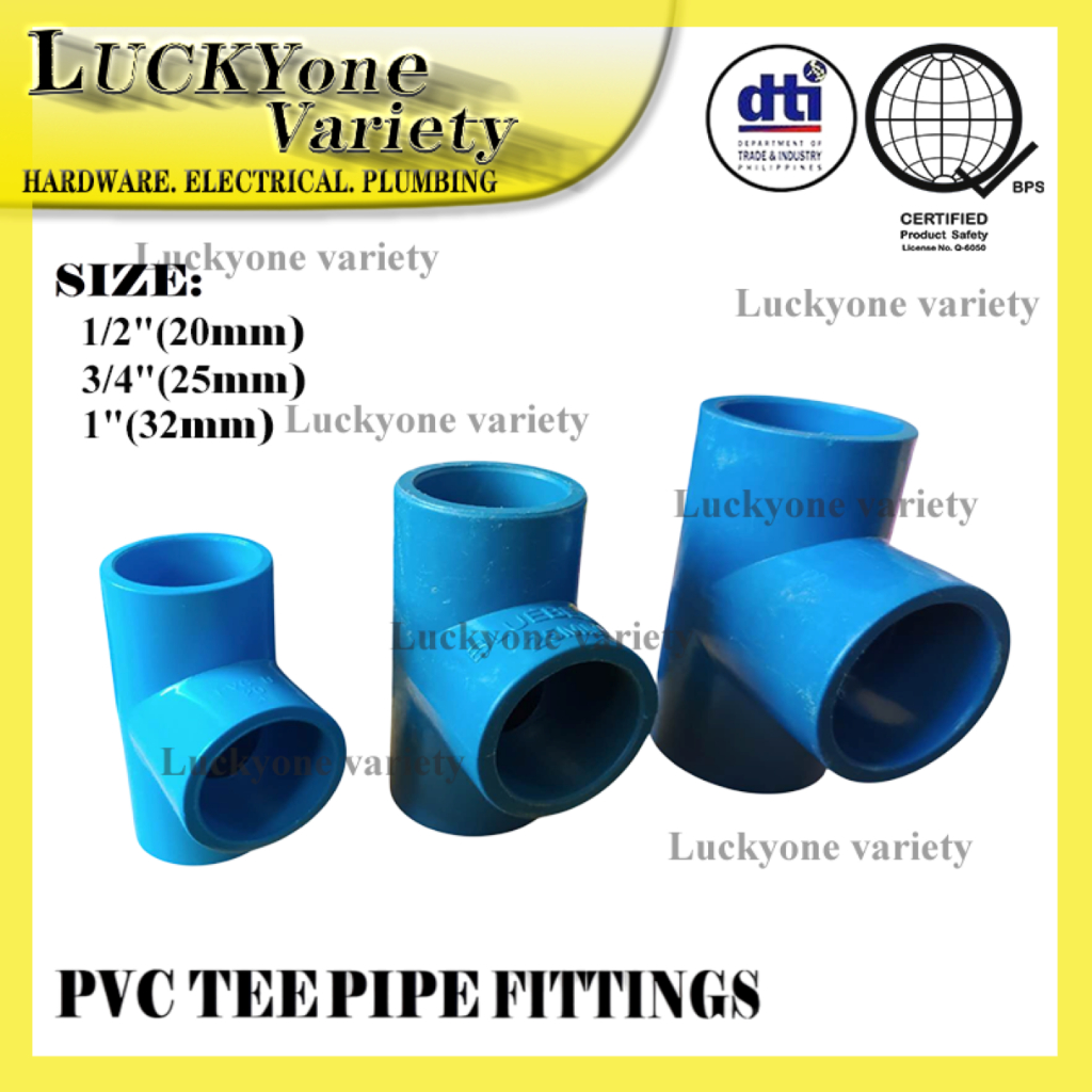 PVC TEE PLAIN PIPE FITTINGS (BLUE)1/2" , 3/4" , 1" (SOLD PER PIECE ...