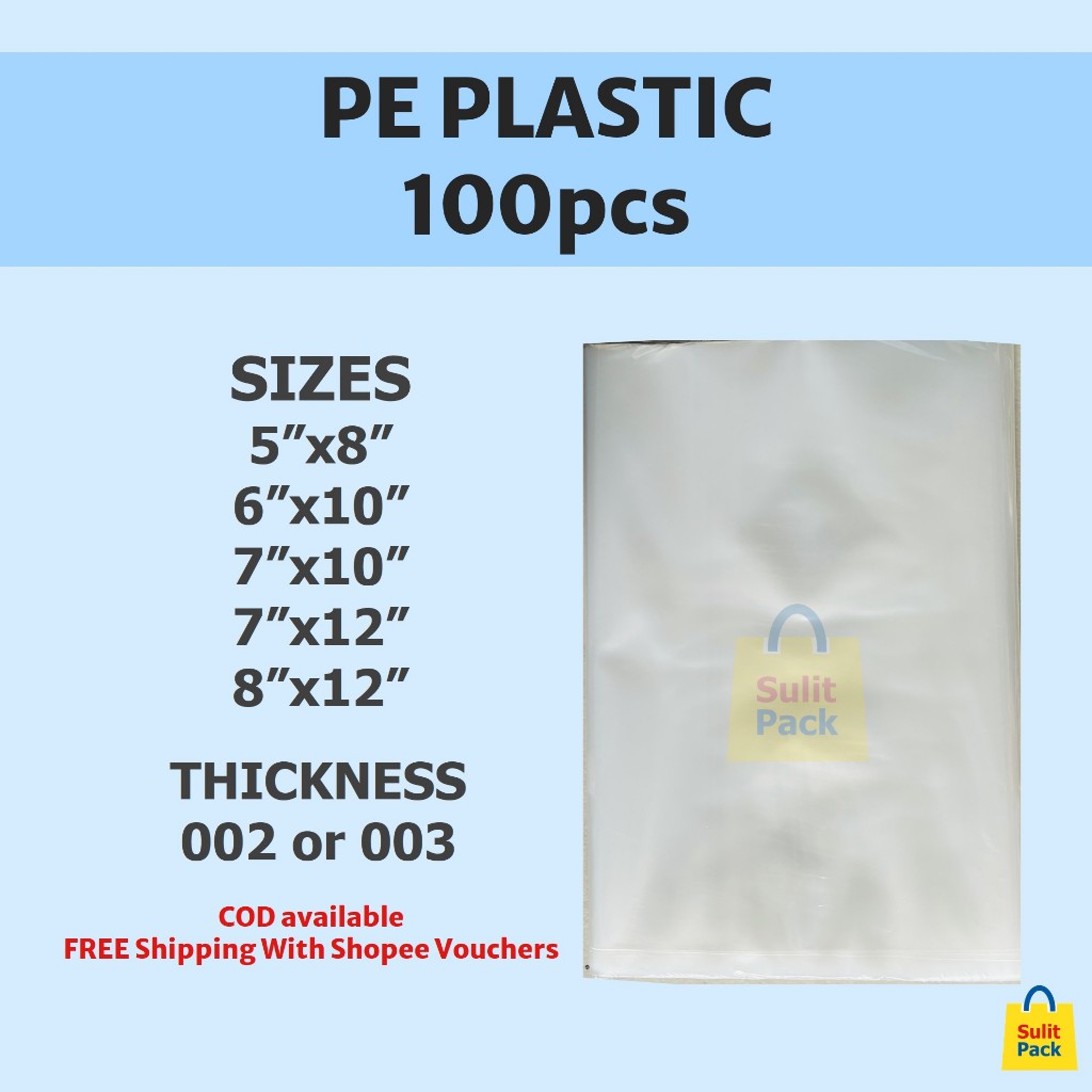 PE Plastic 100pcs - 5x8 6x10 7x10 7x12 8x12 10x15 - 002 or 003 ...