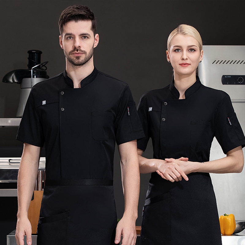 Chef Uniform Short Sleeve Men Women Cotton Chef Jacket Catering Uniform ...