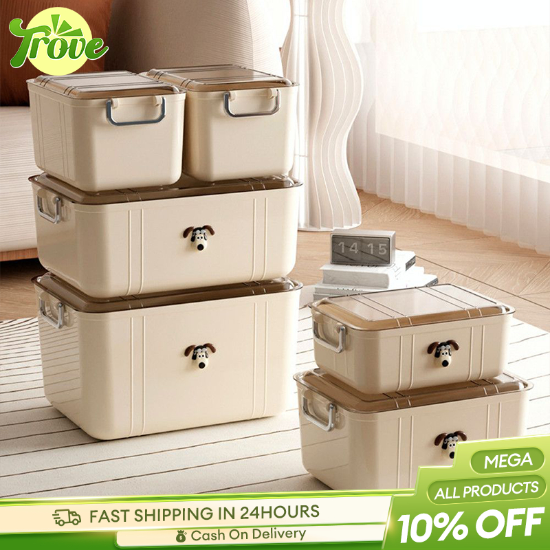 TROVE Plastic Storage Box Stackable Basket Bin with Lid Toys Organizer ...