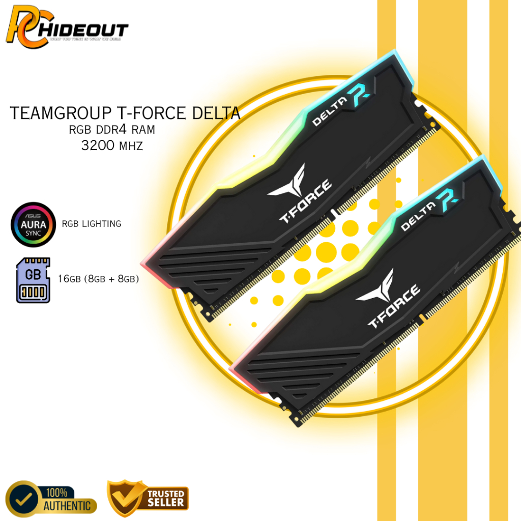 TEAMGROUP T-FORCE DELTA RGB DDR4 RAM- 16GB KIT (8GBx2) | Shopee Philippines