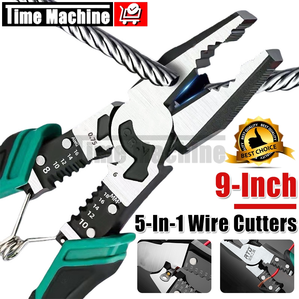 Electrician Pliers 5 In1 Industrial Grade Multi-Function Vise Pliers Wire Stripper Cable Cutter ...