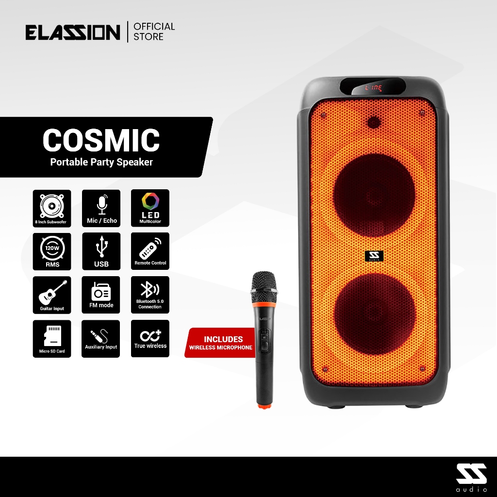 Elassion l Cosmic 8" 120W Subwoofer Portable Party Box Rechargeable ...