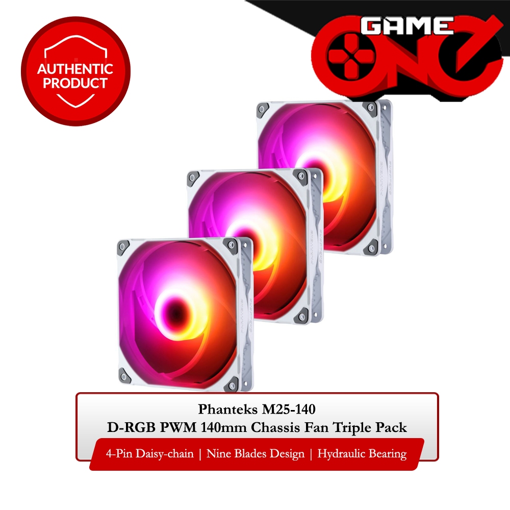 Phanteks M25-140 D-RGB PWM 140mm Chassis Fan Triple Pack - White ...