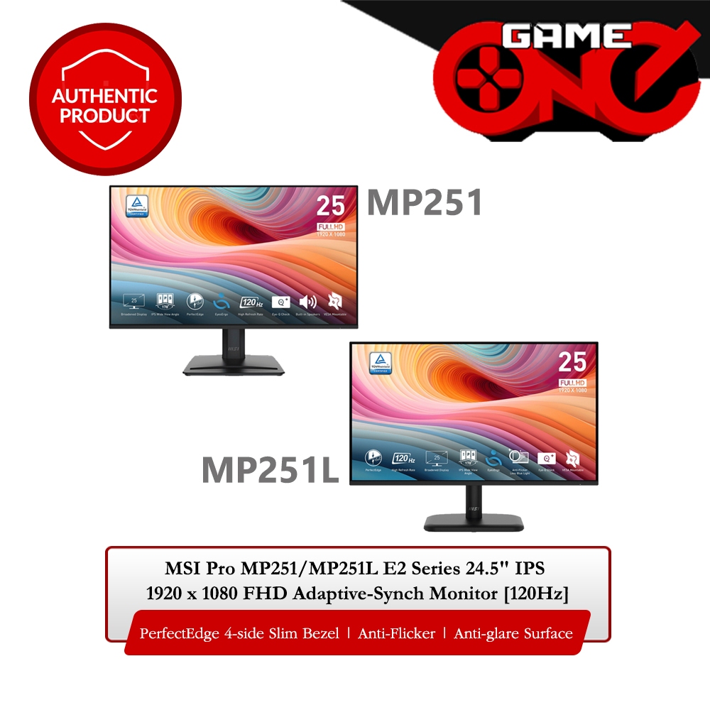 MSI Pro MP251/MP251L E2 Series 24.5" IPS 1920 x 1080 FHD Adaptive-Synch ...