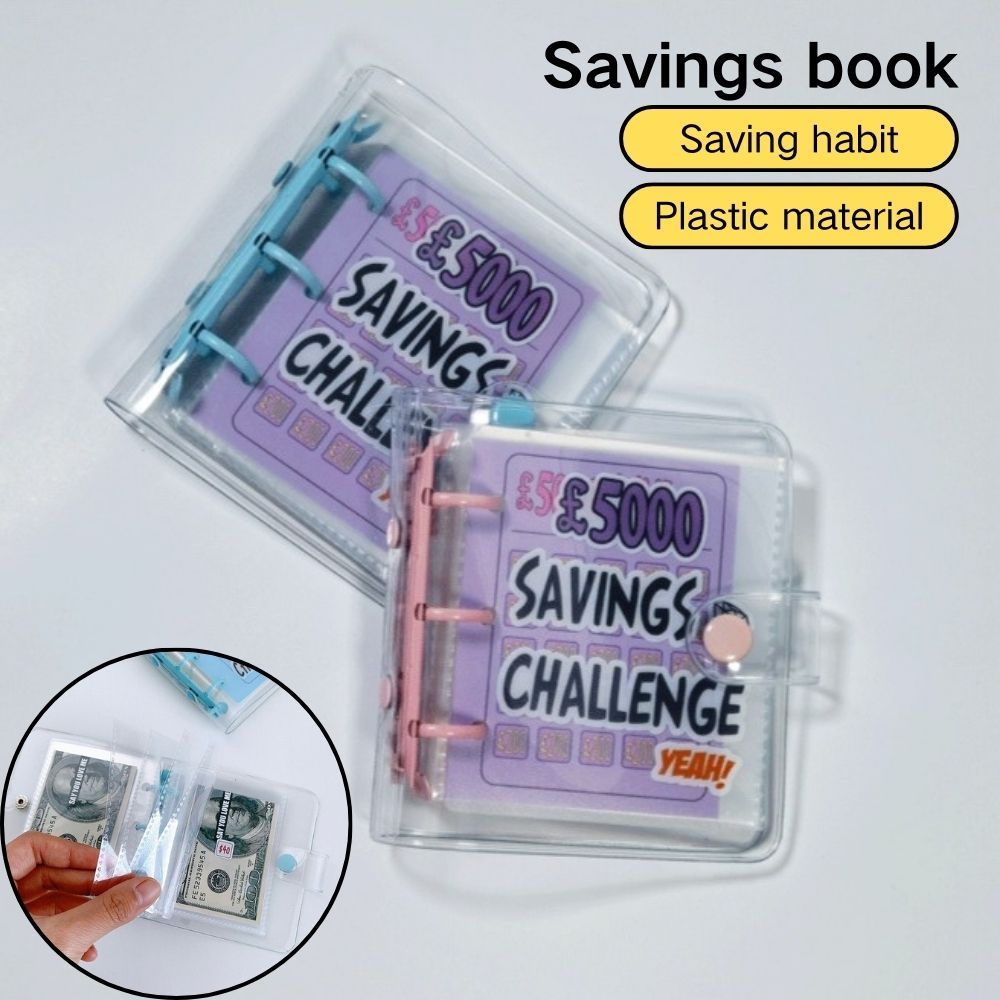 Money Saving Challenge Cash Savings Book Mini Portable PVC Loose Leaf ...
