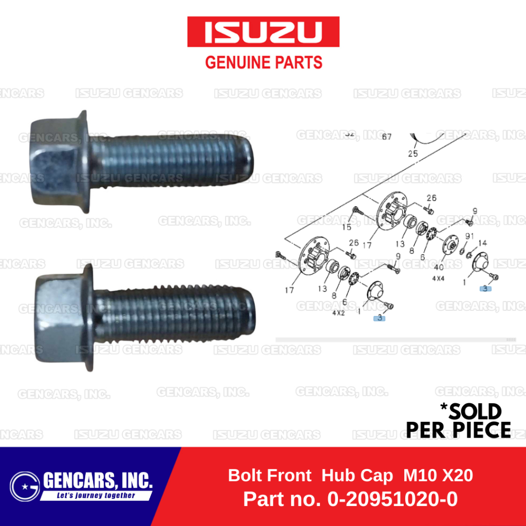 Isuzu Wheel Cap Hub Bolt for Alterra 2006 4x2/ Mux 4x2/ Dmax LS 4x2 ...